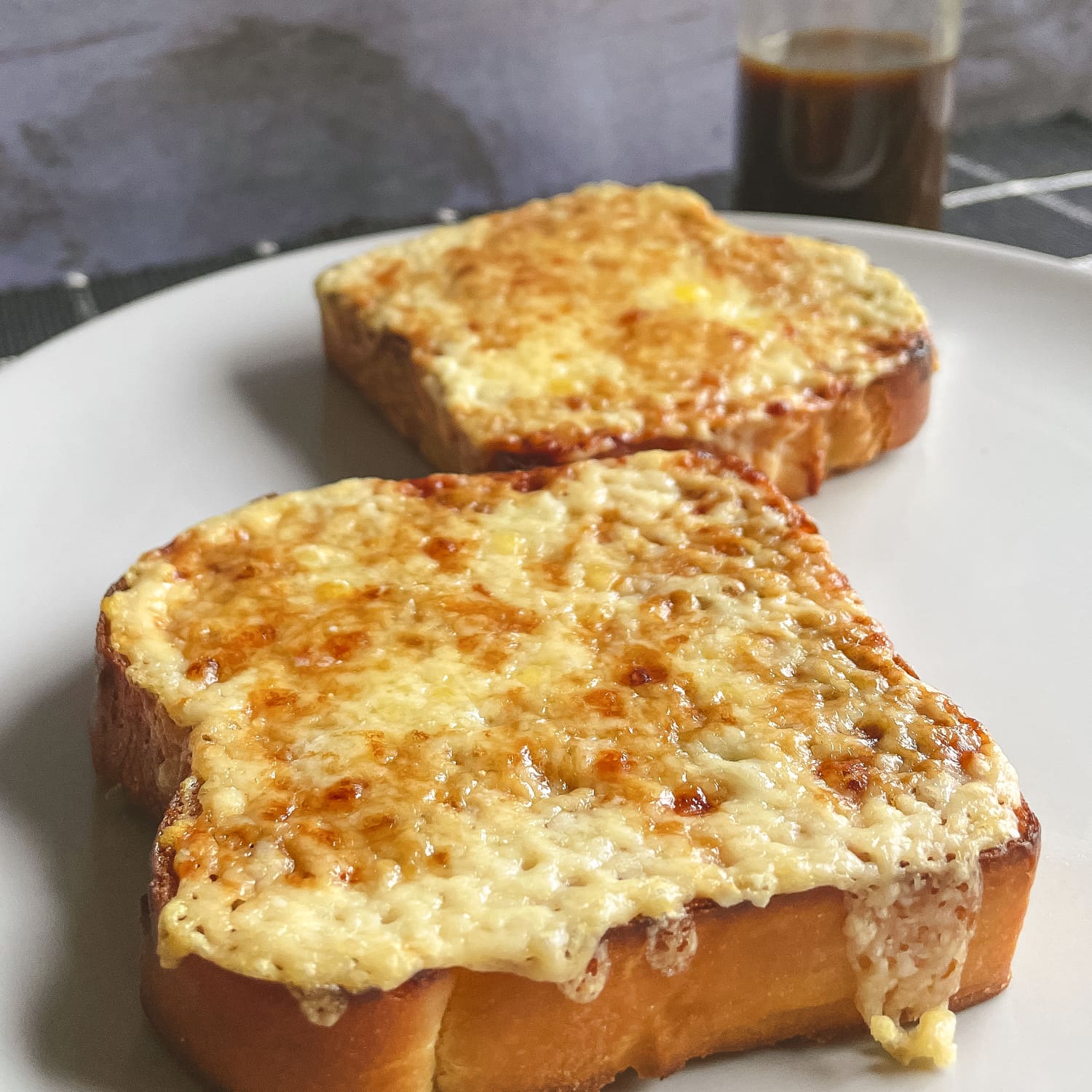 melted cheese with bread