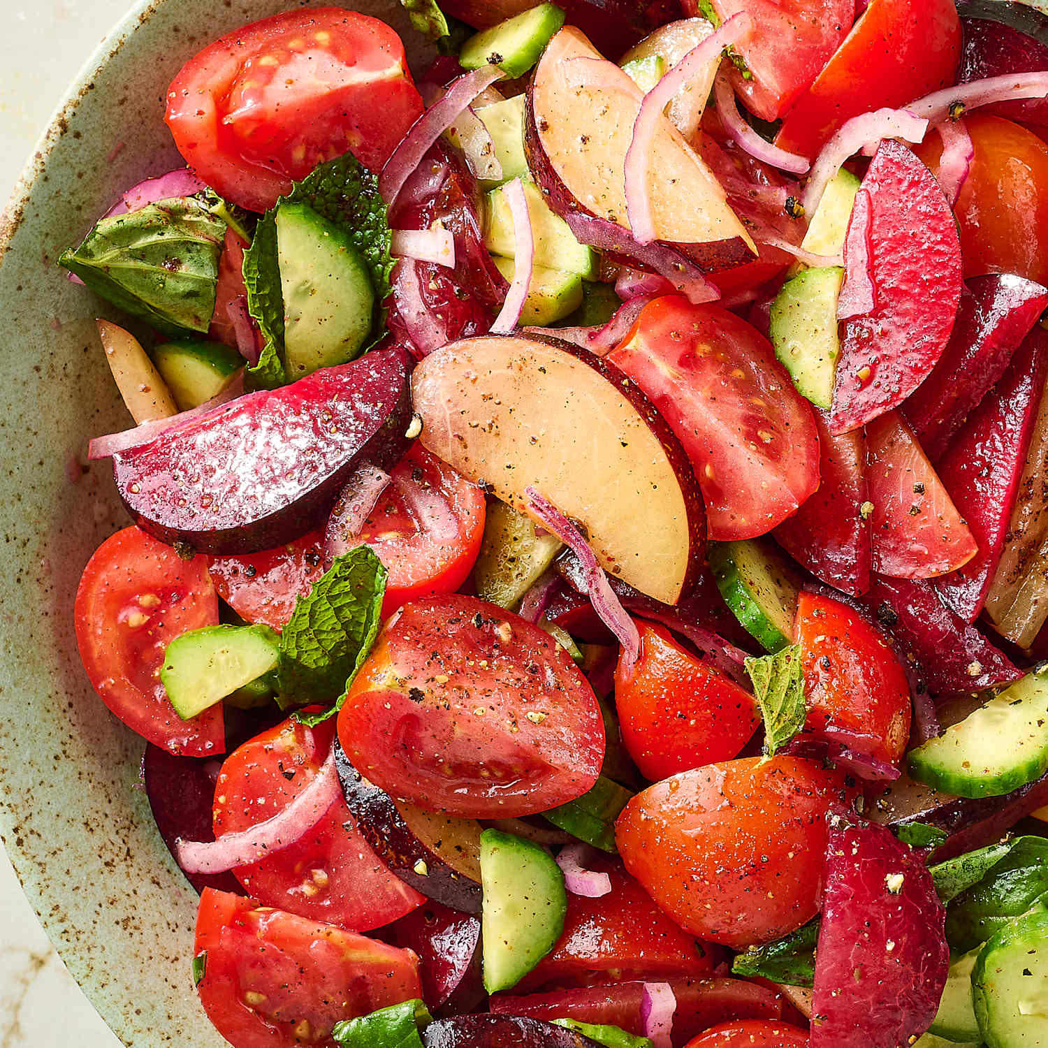 smashed tomato salad