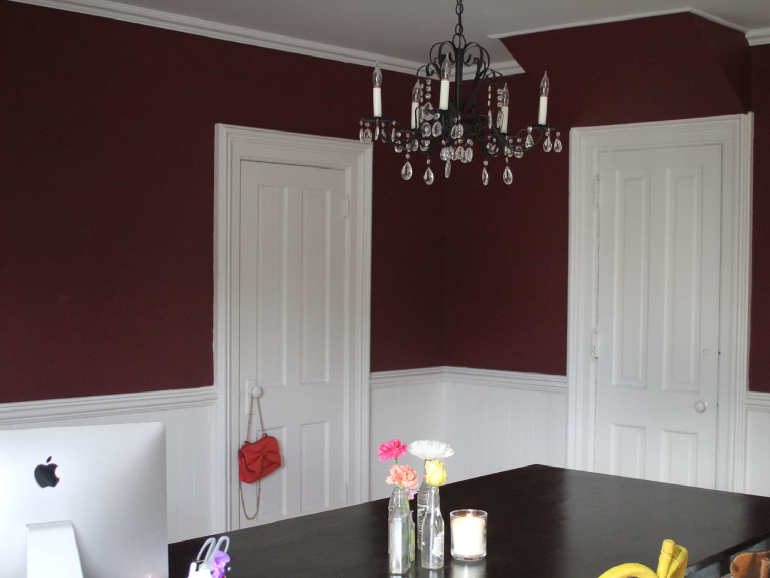 red wall dining room