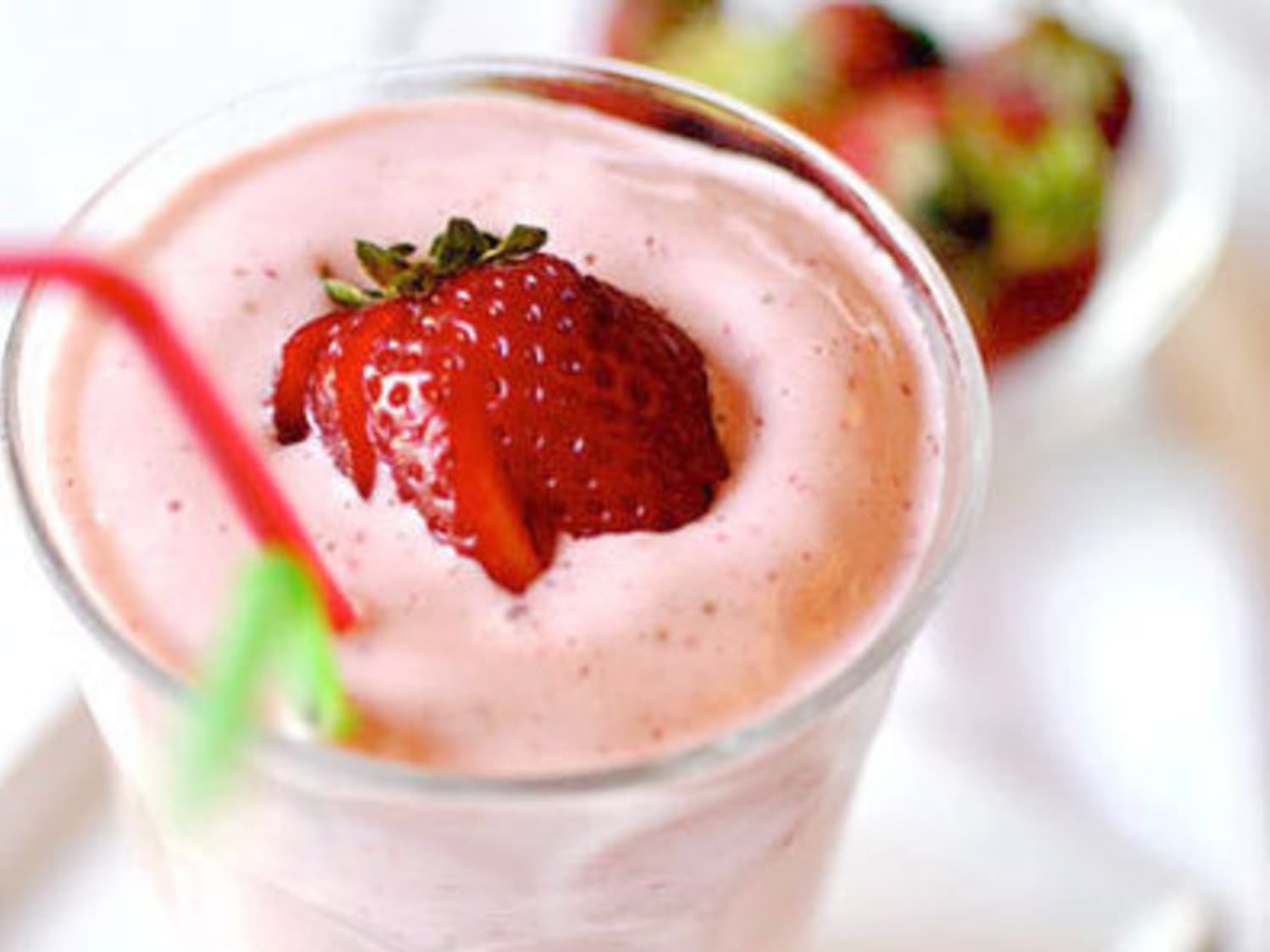 two strawberry milkshakes