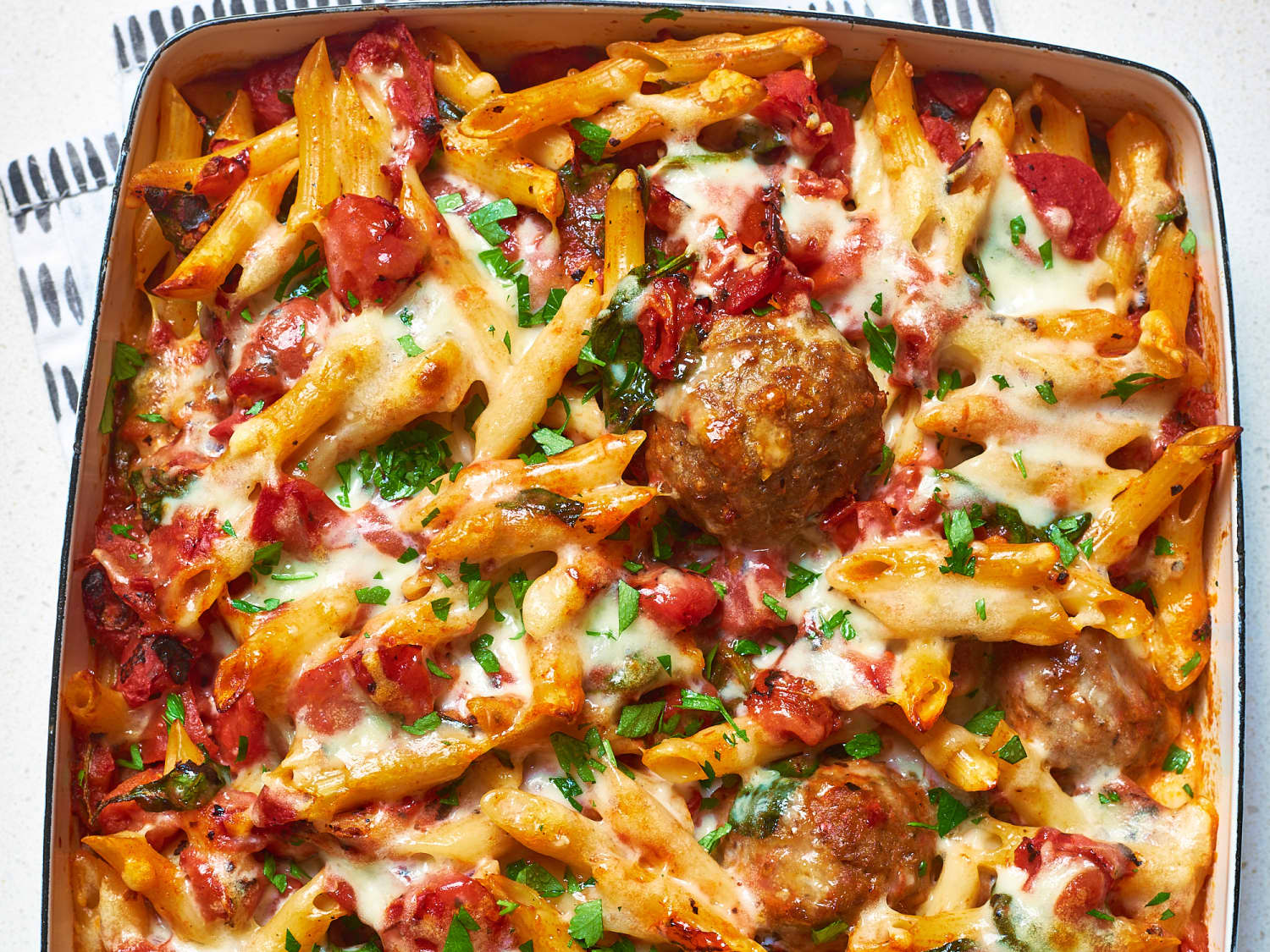 how to cook a meatball pasta bake
