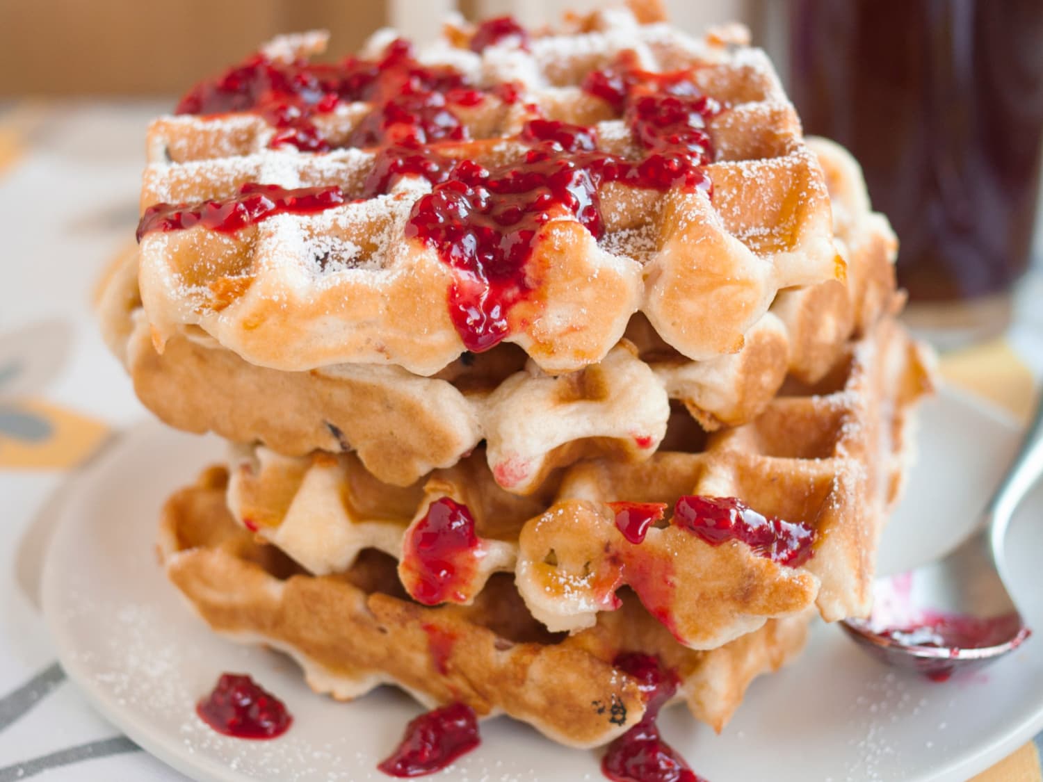 raspberry waffle pudding