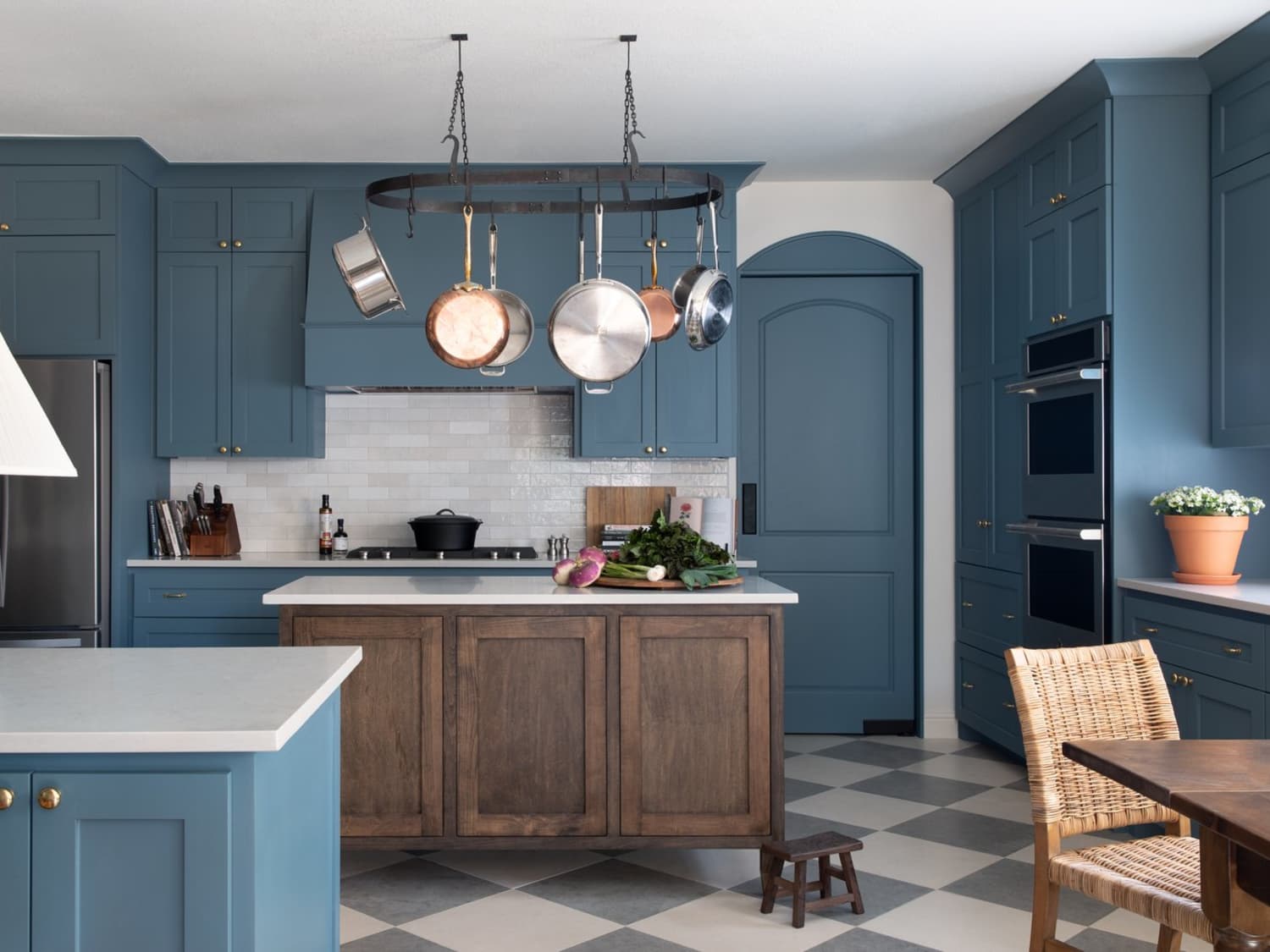 Navy wood kitchen store