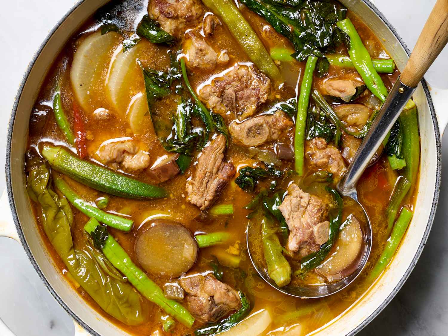Sinigang na Baboy Filipino Tamarind Soup with Pork and Vegetables