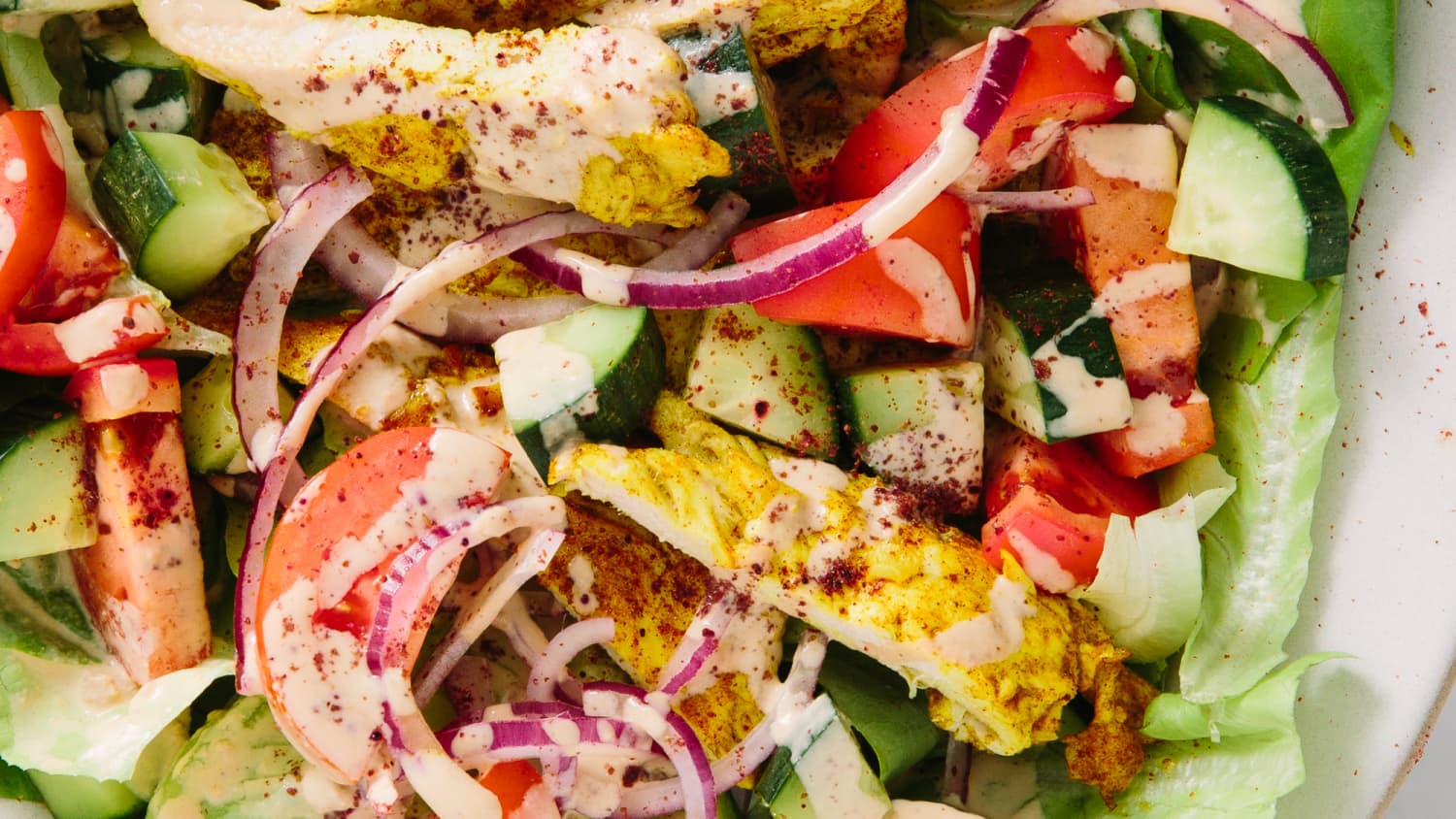 Chicken Shawarma Salad with Lemon Tahini Dressing | Recipe Cart ...