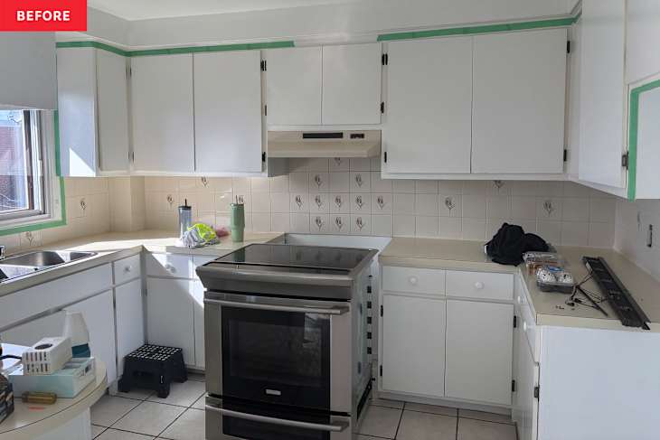 An Early 2000s Kitchen Gets an Earthy Green Facelift | The Kitchn