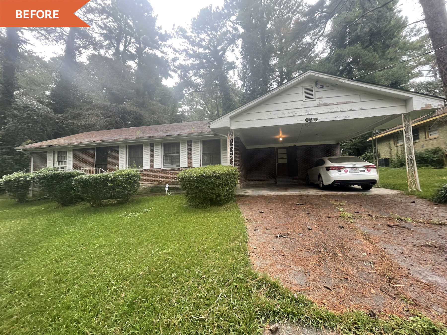 Beige Brick Ranch Exterior Before And After White Painted Brick