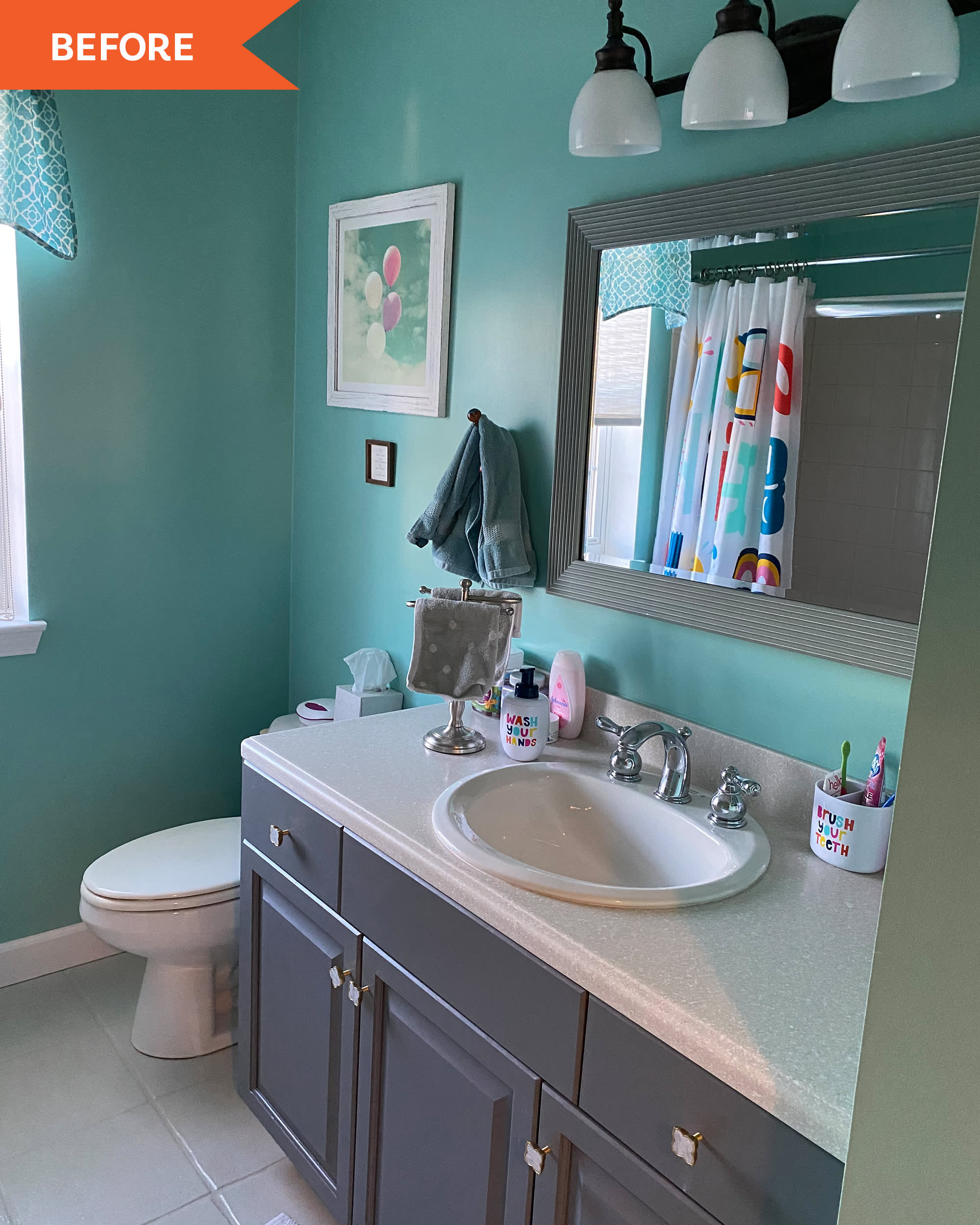 Before & After: A Bath with an Odd Layout Becomes a Fun Family Bath ...