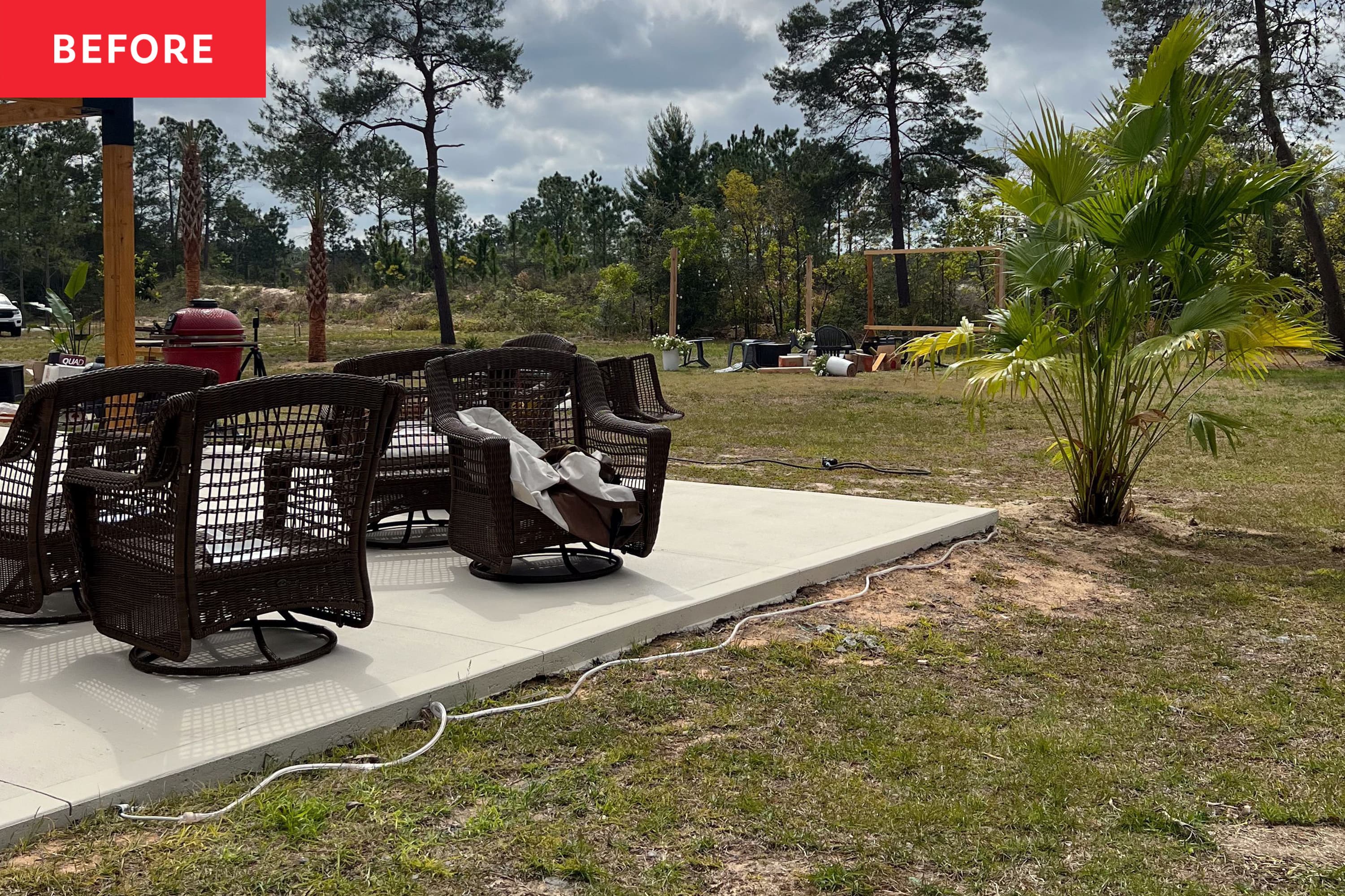 Concrete Patio And Privacy Screen