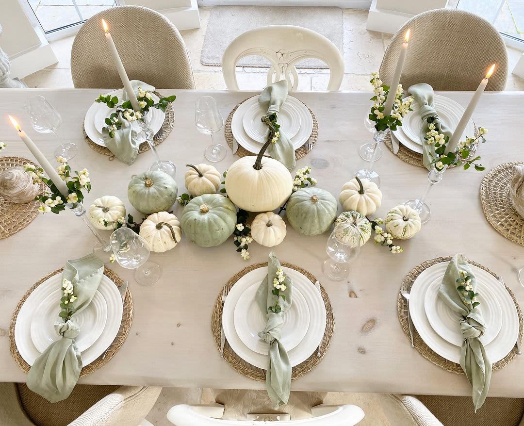 White Pumpkin Table Setting How To Set A Pretty Thanksgiving Table On